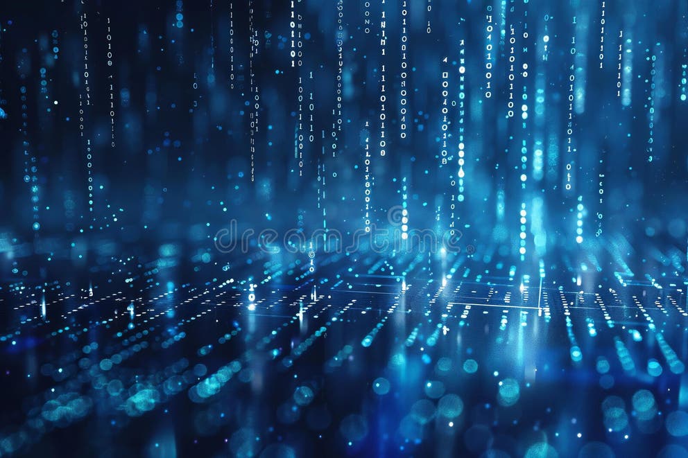 Digital Image of Digital Rain of Binary Code, Representing the Matrix and Data Flow in Concepts ...