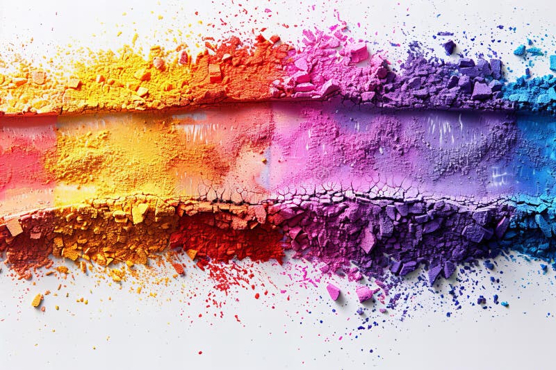Digital Image of Rainbow Colored Powder Explosion on a White Background ...