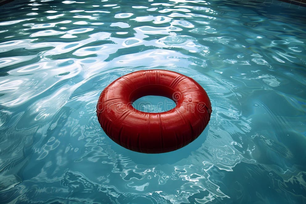 Digital Image of the Red Fire Ring is Floating in the Pool Above the ...