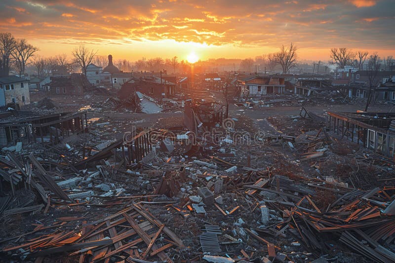 Digital Image of the Remains of Destroyed Buildings and Debris on the ...