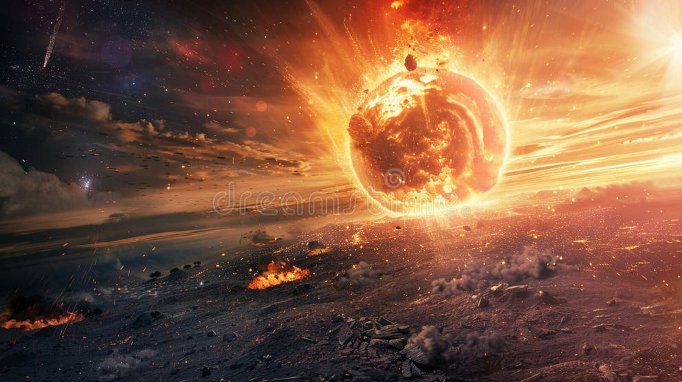A Digital Image Representing the Destruction Caused by a Meteorite ...