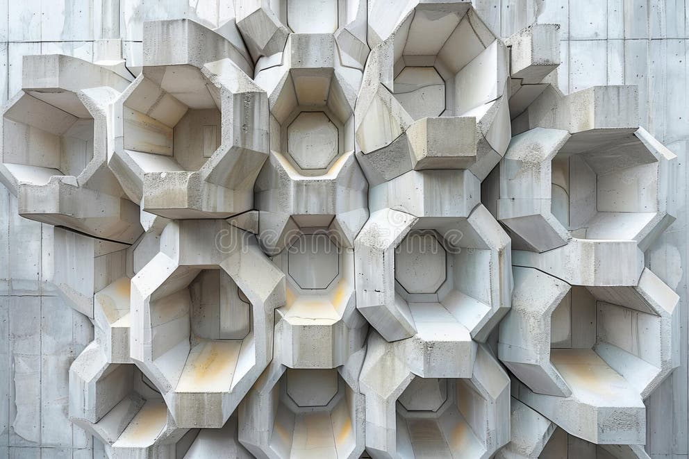 Digital Image of Series of Hexagonal Concrete Structures Arranged in an Interlocking Pattern ...