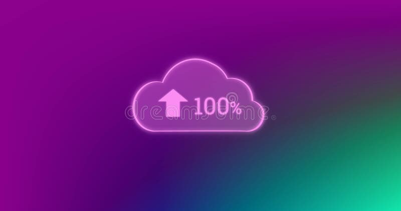 Digital Image Shows Upload Progress on a Green-violet Background in 4k ...
