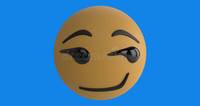 Digital Image of Smirk Face Emoji Against Blue Background Stock ...