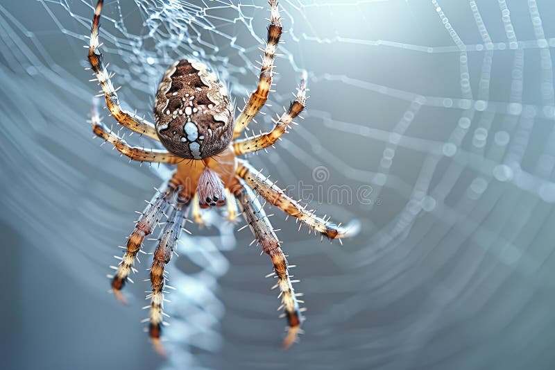 Digital Image of Spider Spinning Its Web, Captured in Closeup Against ...