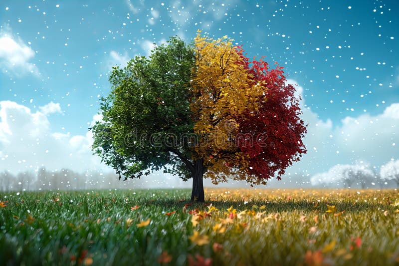 Digital Image of Splitscreen Animation Shows the Same Tree in Different ...