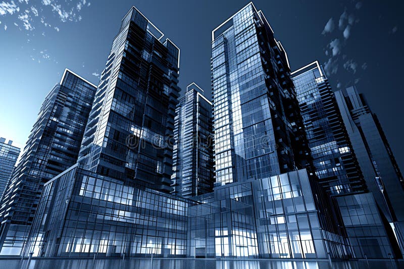 Digital Image of Tall Buildings in a Building Development, High Quality ...