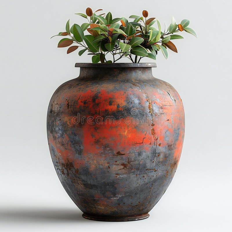 Digital Image of Textured Pot Design Isolated on White Background ...