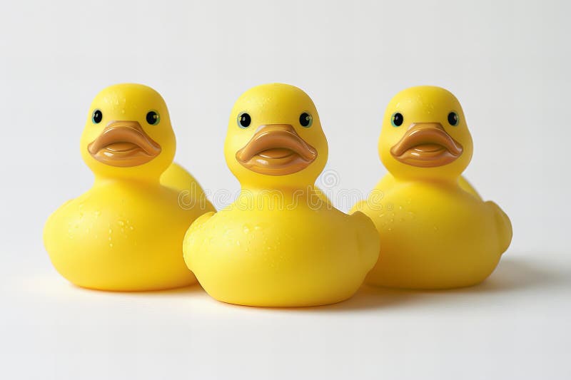 Digital Image of Three Yellow Rubber Ducks Isolated on a White ...