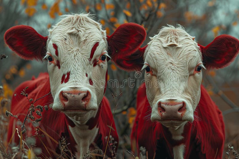 Digital Image of Two Cows are Standing Behind, High Quality, High ...