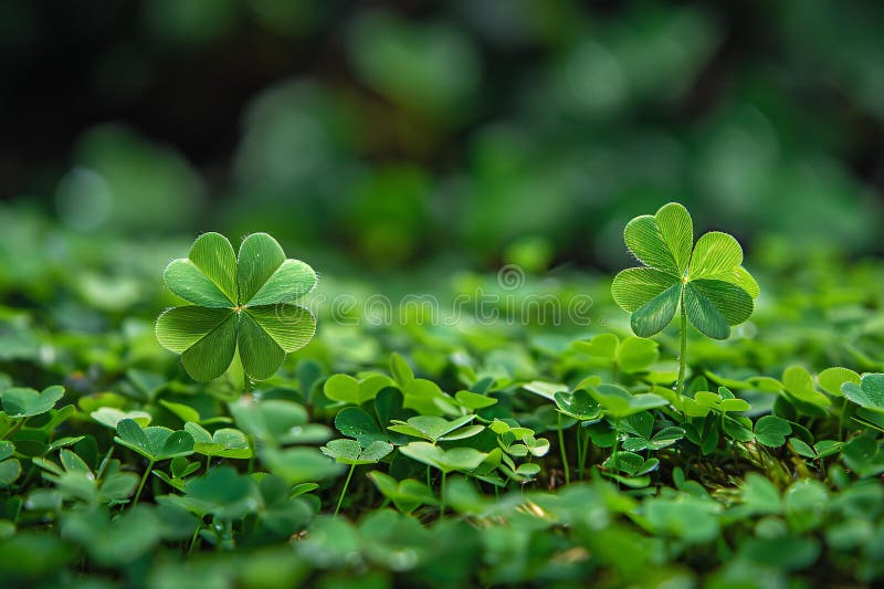 Digital Image of Two Four-leaf Clovers in the Grass, Symbolizing Good ...