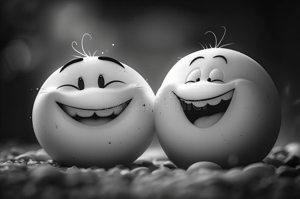 Digital Image of Two Smile Faces with Different Expressions, High ...