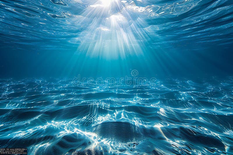 Digital Image of Underwater View of the Ocean Surface with Sunlight ...