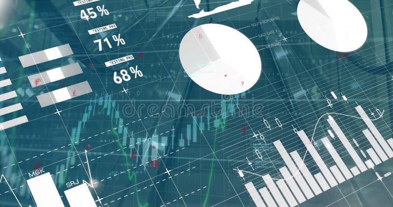 Digital Image of Various Charts Moving Over Grid Pattern and ...
