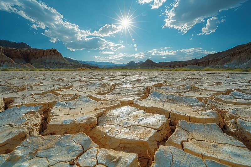 Digital Image of Vast Desert with Cracked Earth, Dried Up , High ...