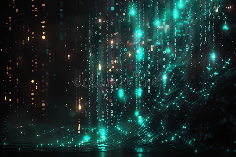 Digital Image of Vertical Ai Illustration of Binary Code Flowing Down ...