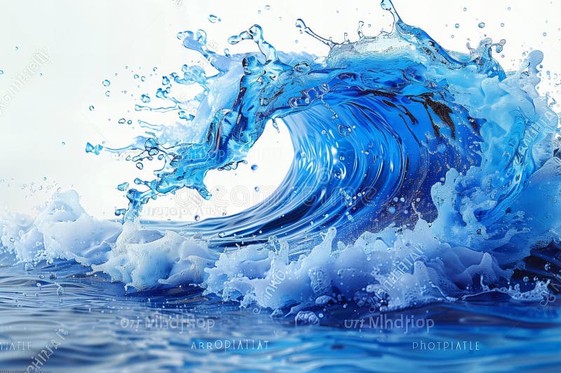 Digital Image of Water Wave Isolated on White Background, Clear Water ...