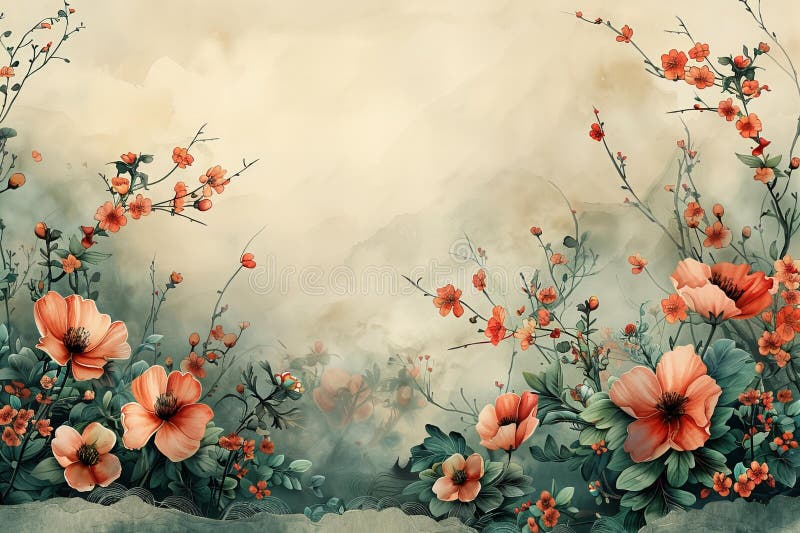 Digital Image of Watercolor Border with Some Flowers on it, High ...