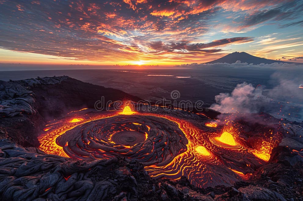 Digital Image of Wide Angle Photo of the Inside of an Active Volcano at ...