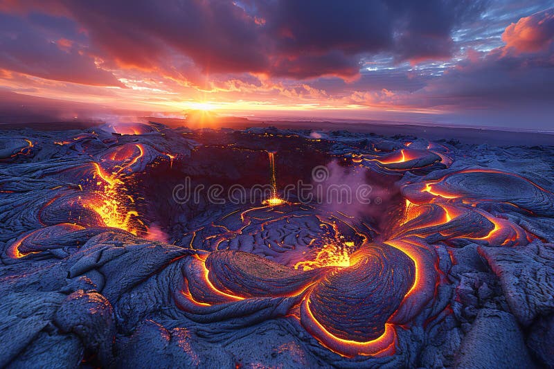 Digital Image of Wide Angle Photo of the Inside of an Active Volcano at ...