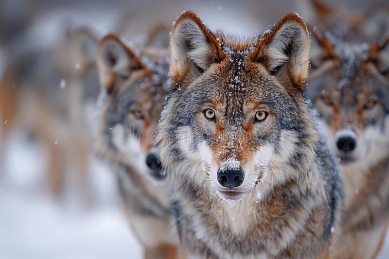 Digital Image of Wolf Packs in the Snow, High Quality, High Resolution ...