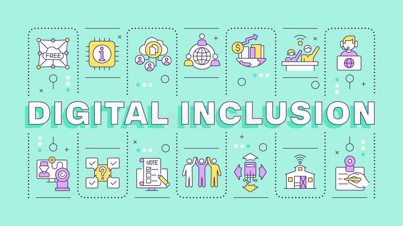 Digital Inclusion Turquoise Word Concept Stock Vector - Illustration of ...