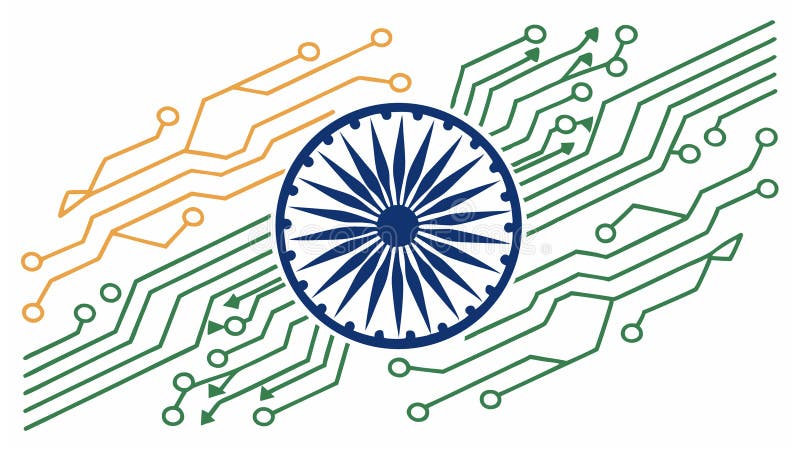 Indian Technology Concept Digital India with Circuit Board and Ashoka Chakra Design Vector ...