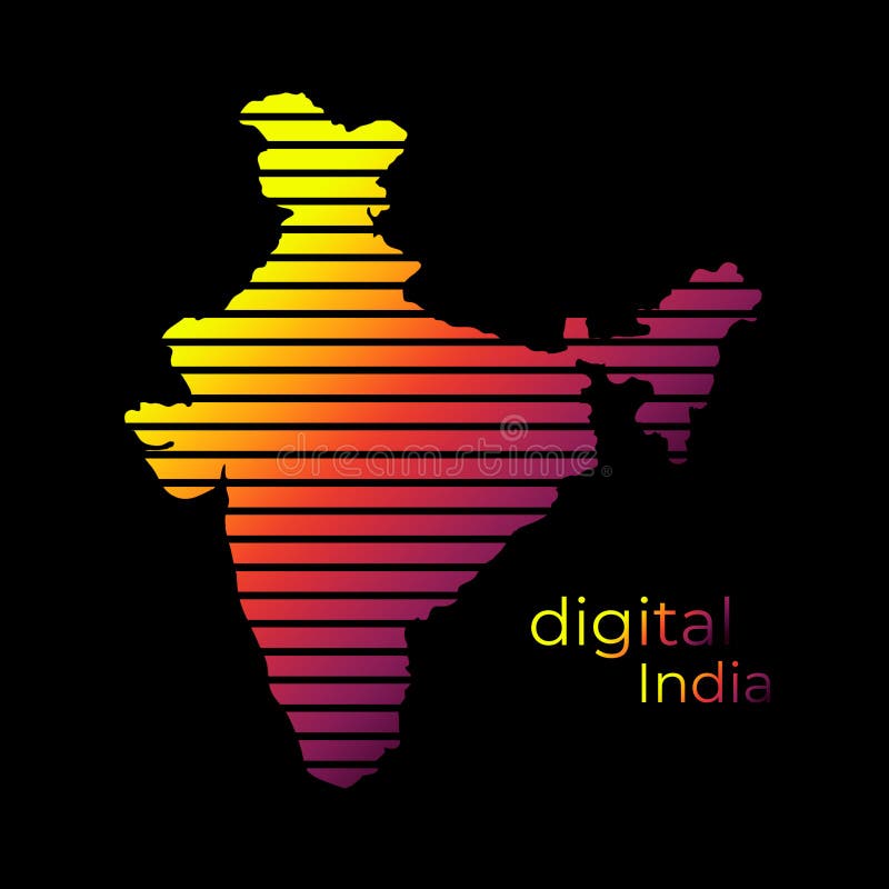 Digital India - Map of India Stock Illustration - Illustration of ...