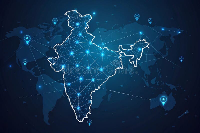 Digital India Network Map â€ Connected Nation Technology Background ...