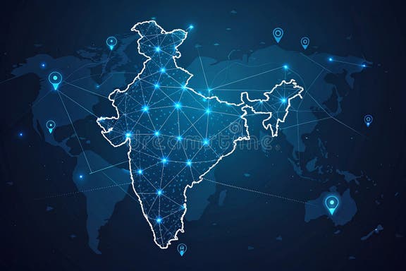 Digital India Network Map â€ Connected Nation Technology Background ...
