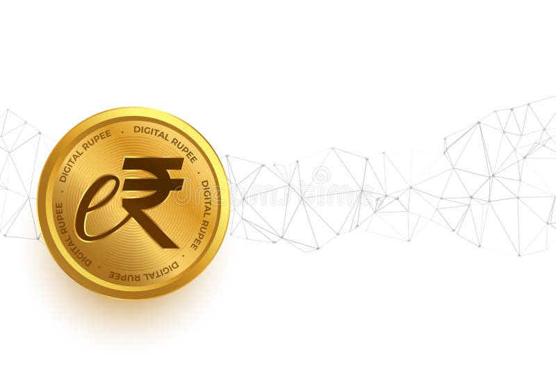 Digital Indian Currency E-rupi Symbol on Golden Coin Design Stock ...