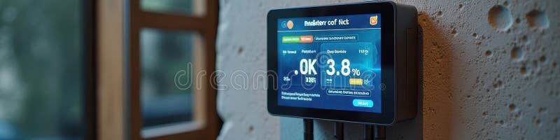Digital Indoor Air Quality Monitor Display on Textured Wall Stock Photo ...