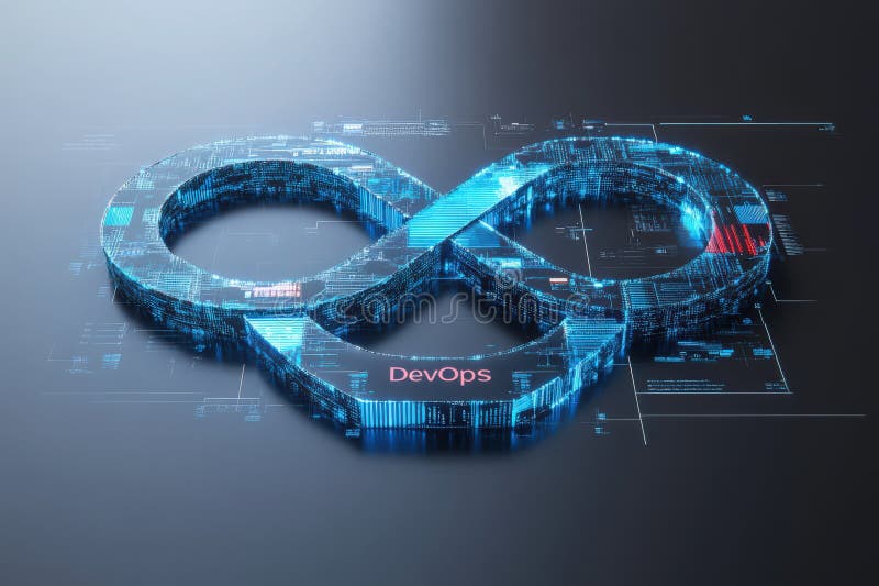 DevOps Integration Symbol Represented with a Digital Infinity Loop on a ...