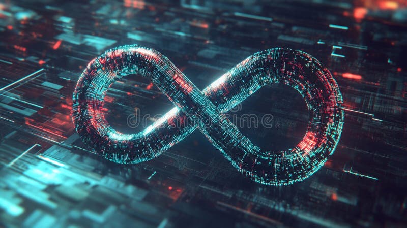 Digital Infinity Symbol Illuminated in Vibrant Colors with a Futuristic ...