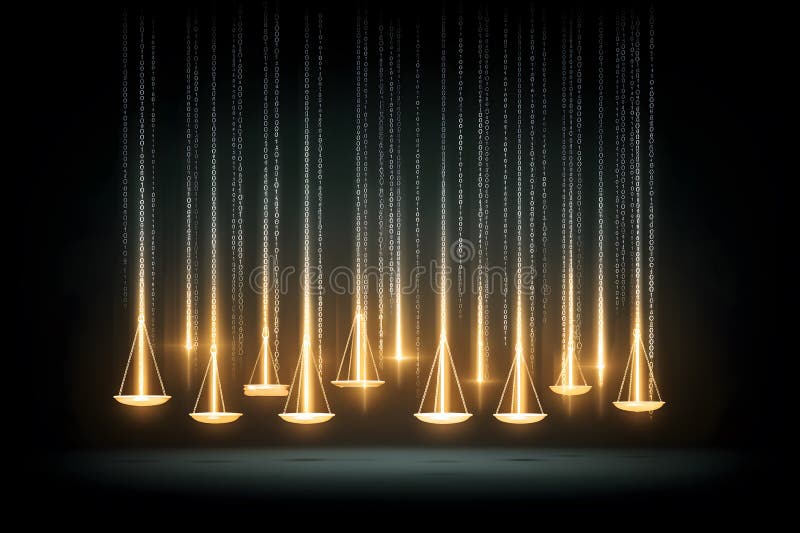 Digital Infographic Art Showing Algorithmic Justice with Scales of ...