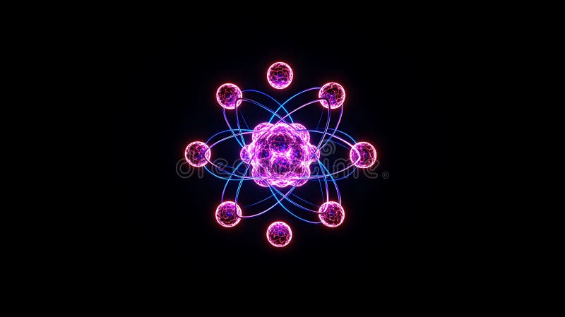 Digital Infographic of Atom with Orbiting Subatomic Particles with ...