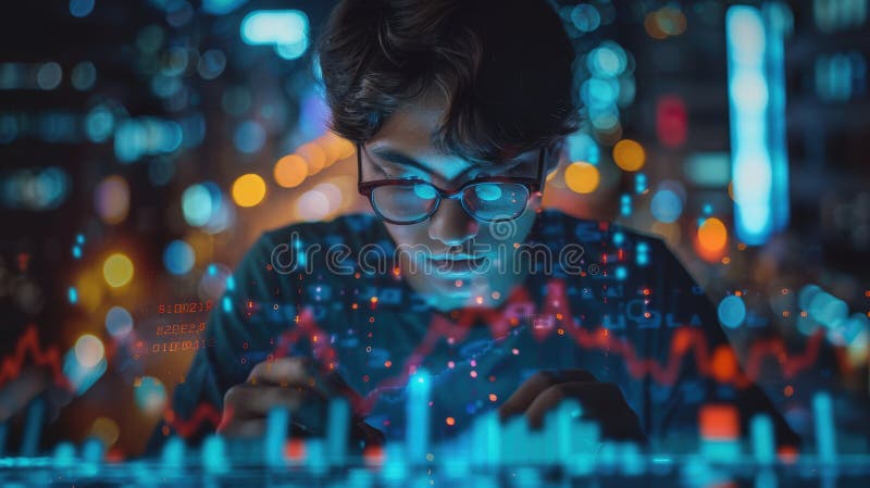 A Digital Infographic with a Globe, Graphs, and Statistical Data ...