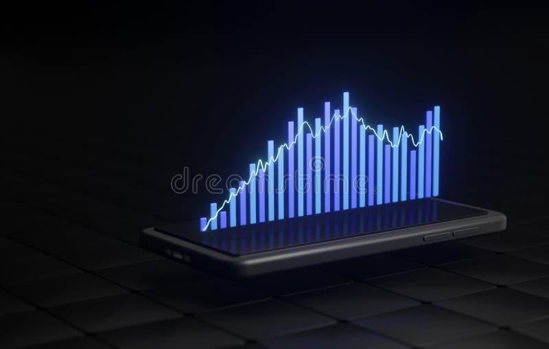 Digital Infographic on Mobile Screen, Visualizing Market Statistics and ...