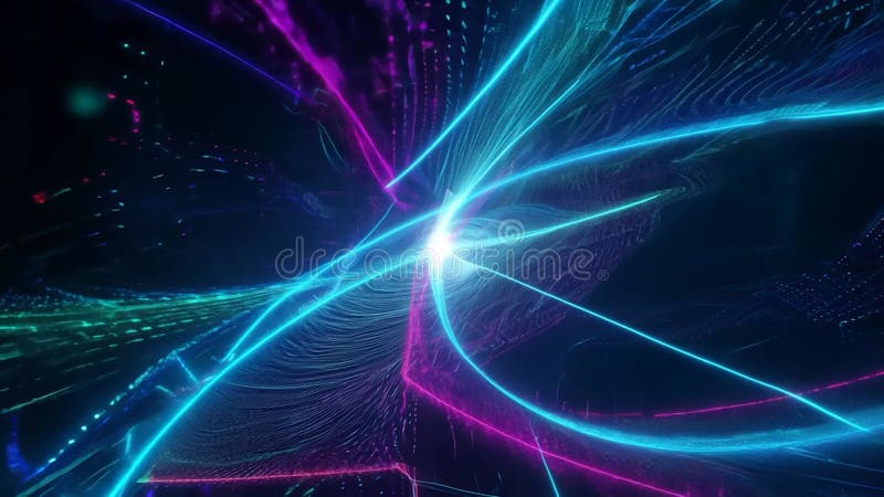 Digital Information Flowing through Cyberspace with Glowing Blue and ...
