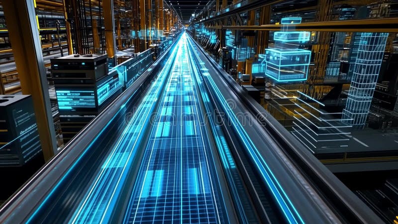 Data Streaming through Futuristic Conveyor Belt in Automated Factory ...