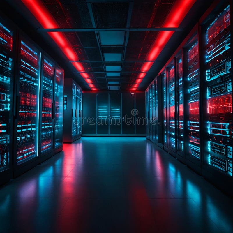 Digital Information Flows through Network and Data Servers Behind Mesh ...