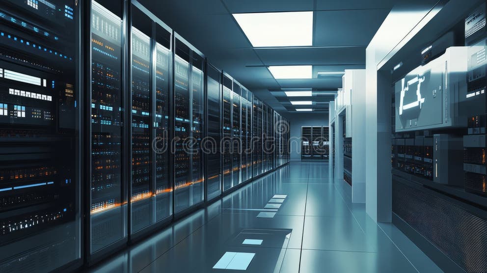 Digital Information Flows through Network and Data Servers Behind ...