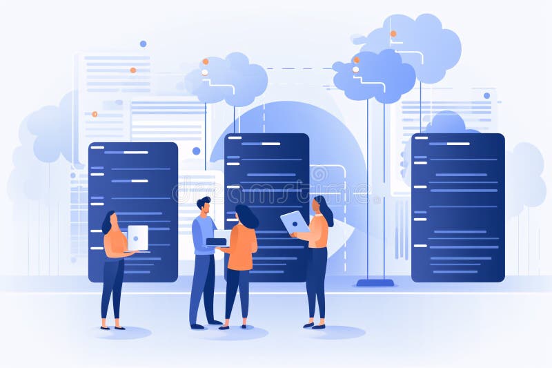 Digital Information with Our Flat Vector Design Depicting a Web Server ...