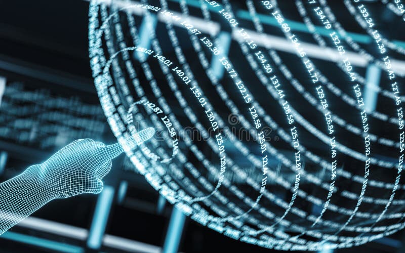 Digital Information and Smart Finger, 3d Rendering Stock Illustration ...