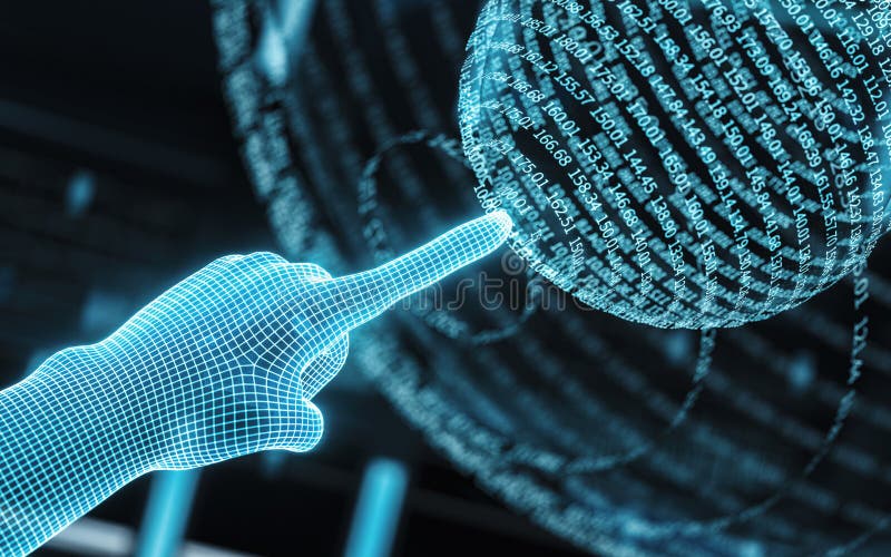 Digital Information and Smart Finger, 3d Rendering Stock Illustration ...