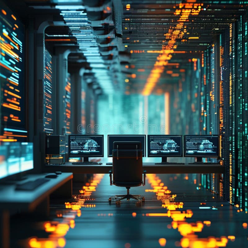 Using 3D Graphics, a Server Rack is Shown Against the Wall in a Server ... Using 3D Graphics, a Server Rack is Shown Against the Wall in a Server ...