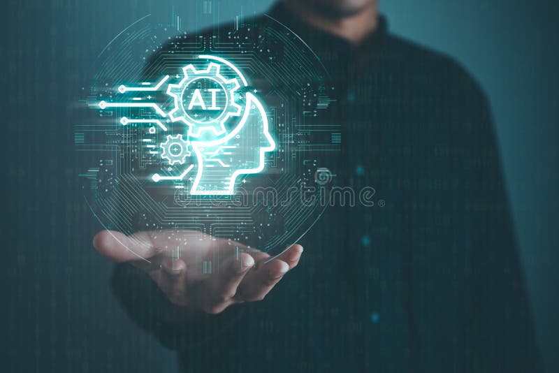 Digital Information Technology. Businessman Touching AI Artificial ...