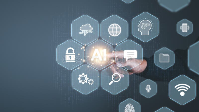 Businessman Touching Artificial Intelligence Screen Stock Image - Image ...