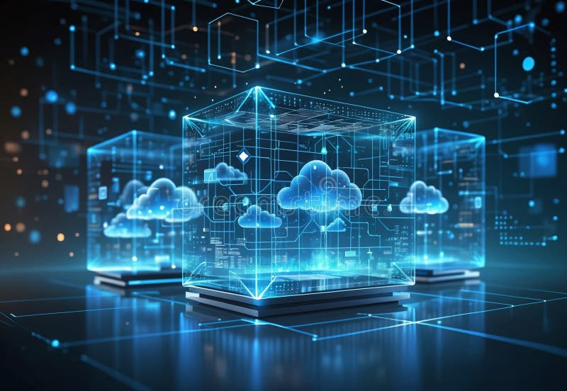 Digital Information Technology, Futuristic Hologram with Background Code, Computer Technology ...