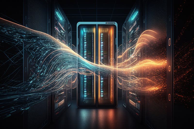 Digital Information Travels through Fiber Optic Cables, Network and ...